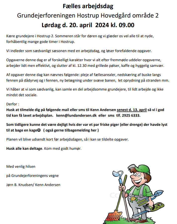 Arbejdsdag – Grundejerforeningen Hostrup Hovedgaard Område 2